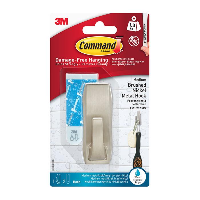 Command MR02BN-BUKN Metal Nickel Bathroom Hook 1.3kg | Multi | One ...