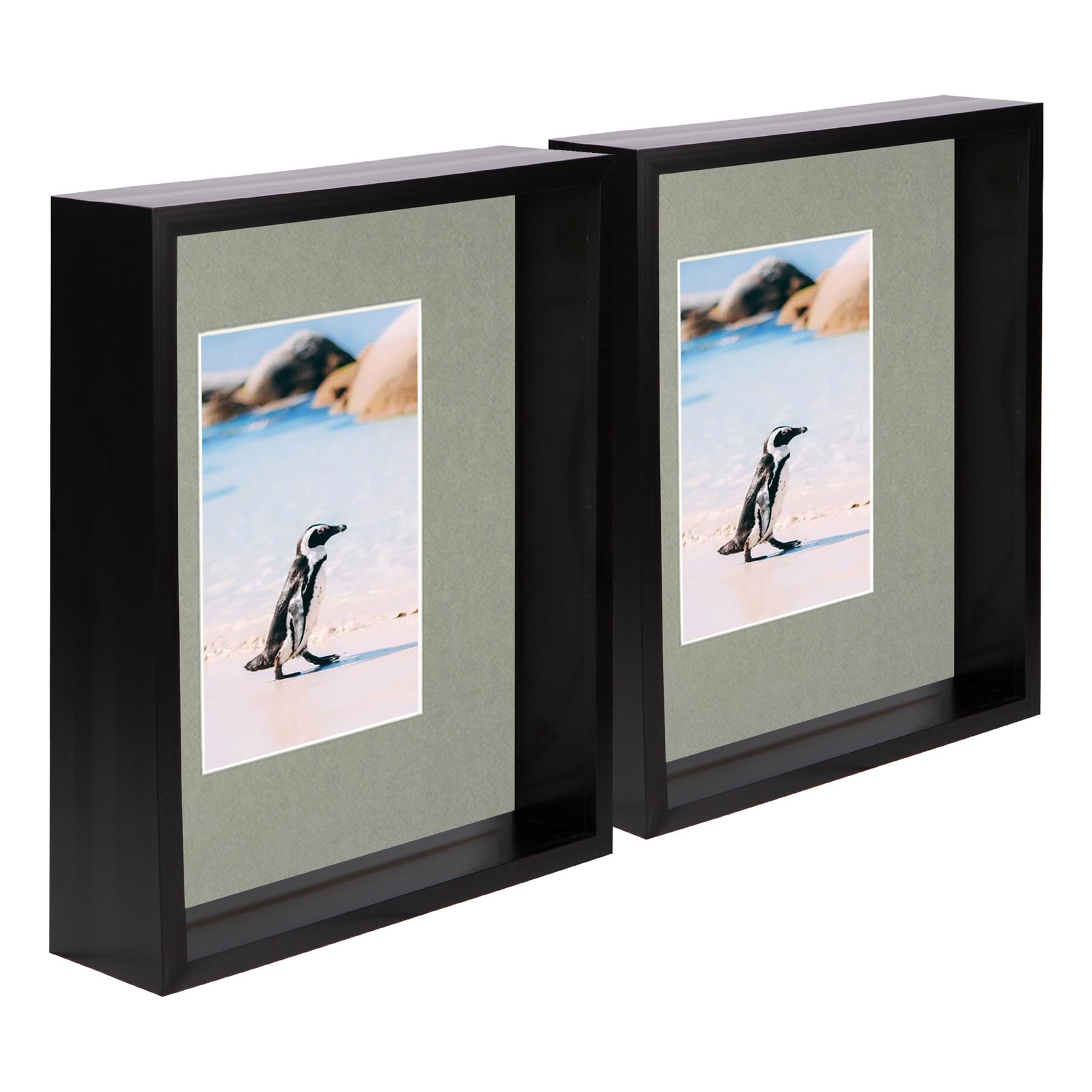 Nicola Spring 8 x 10" Deep Photo Frames - Black/Grey Mount - 3D Deep ...