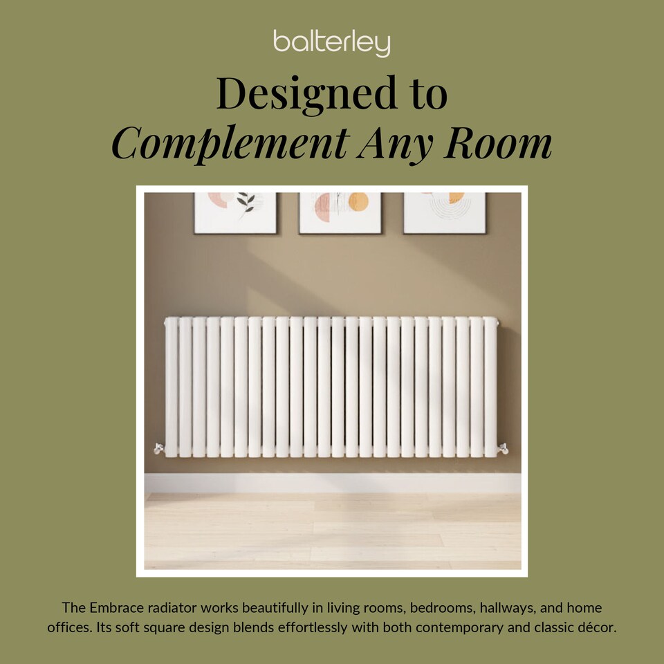 Balterley Embrace Horizontal Double Panel Radiator | White | Gloss ...