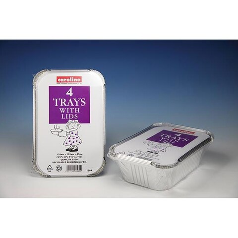 Caroline Foil Trays & Lids 30oz / 139 x 203 x 45mm 4pk 1004 - One ...