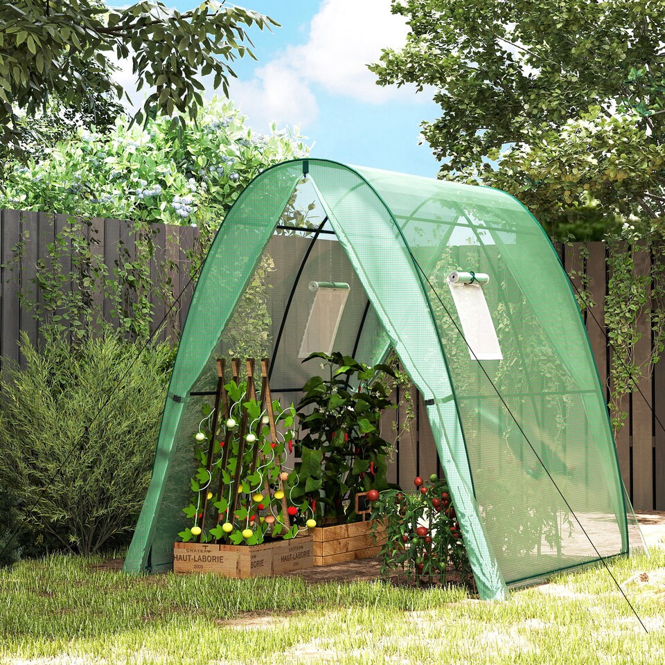 Outsunny Hoop House Greenhouse with Sandbags and Hemmed PE Cover, 1.8 x ...