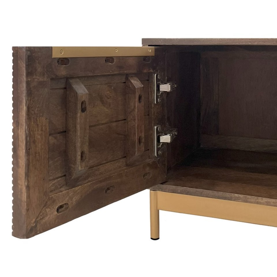 Zaine Carving TV Unit - Mango Wood - L40 x W148 x H46 cm - Dark Finish ...