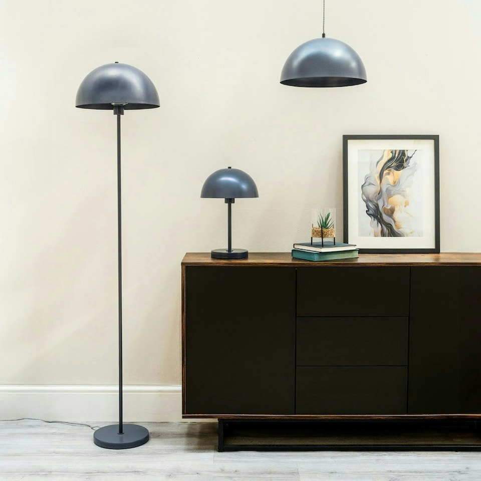 ValueLights Stassi Dark Navy Mushroom Dome Metal Freestanding Floor ...