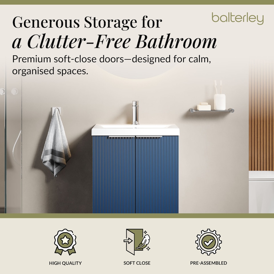 Balterley Fluted Front Floor Standing 2 Door Vanity Basin Unit with ...