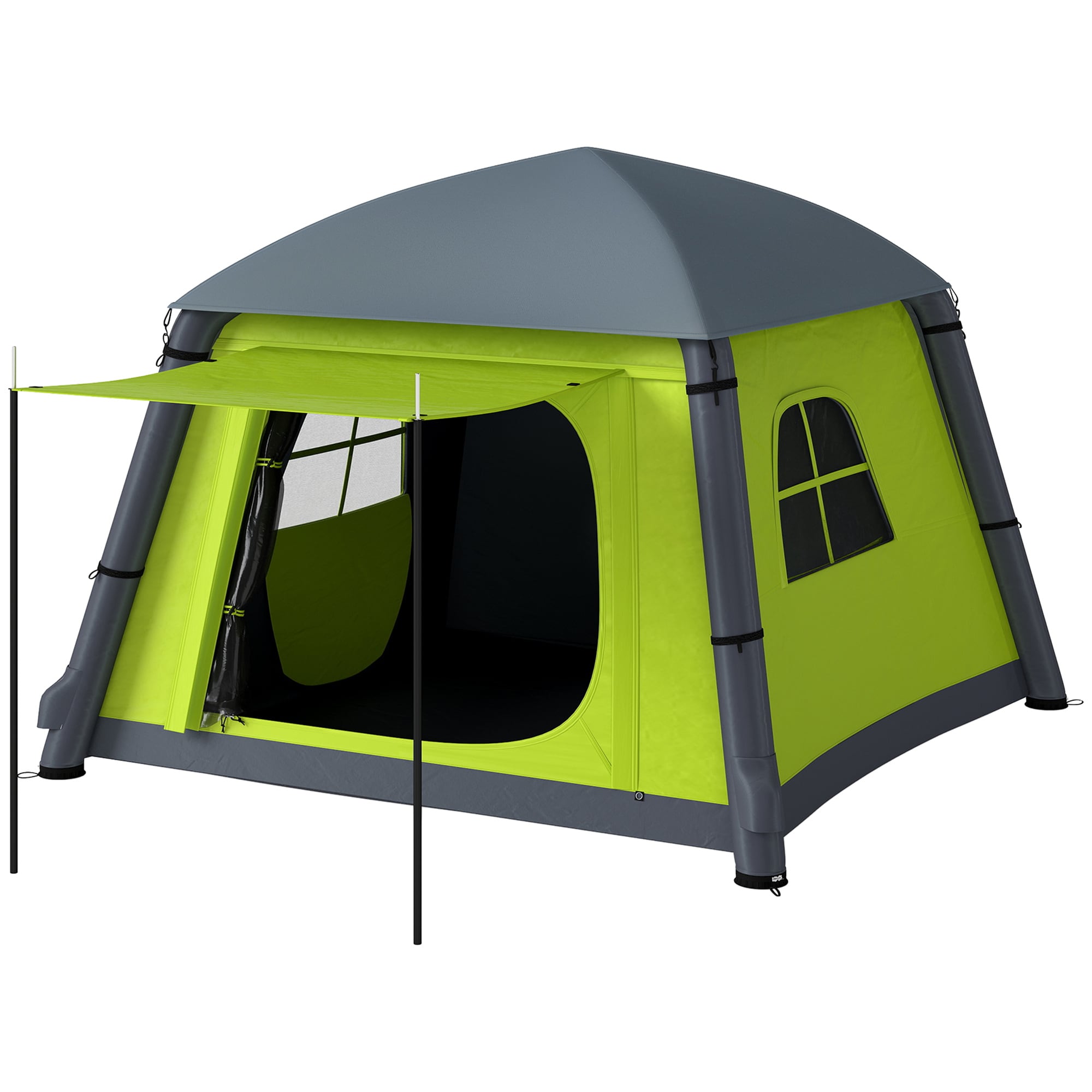 Outsunny Inflatable Camping Tent, Easy Setup 2 Man Tent, Green | Green ...