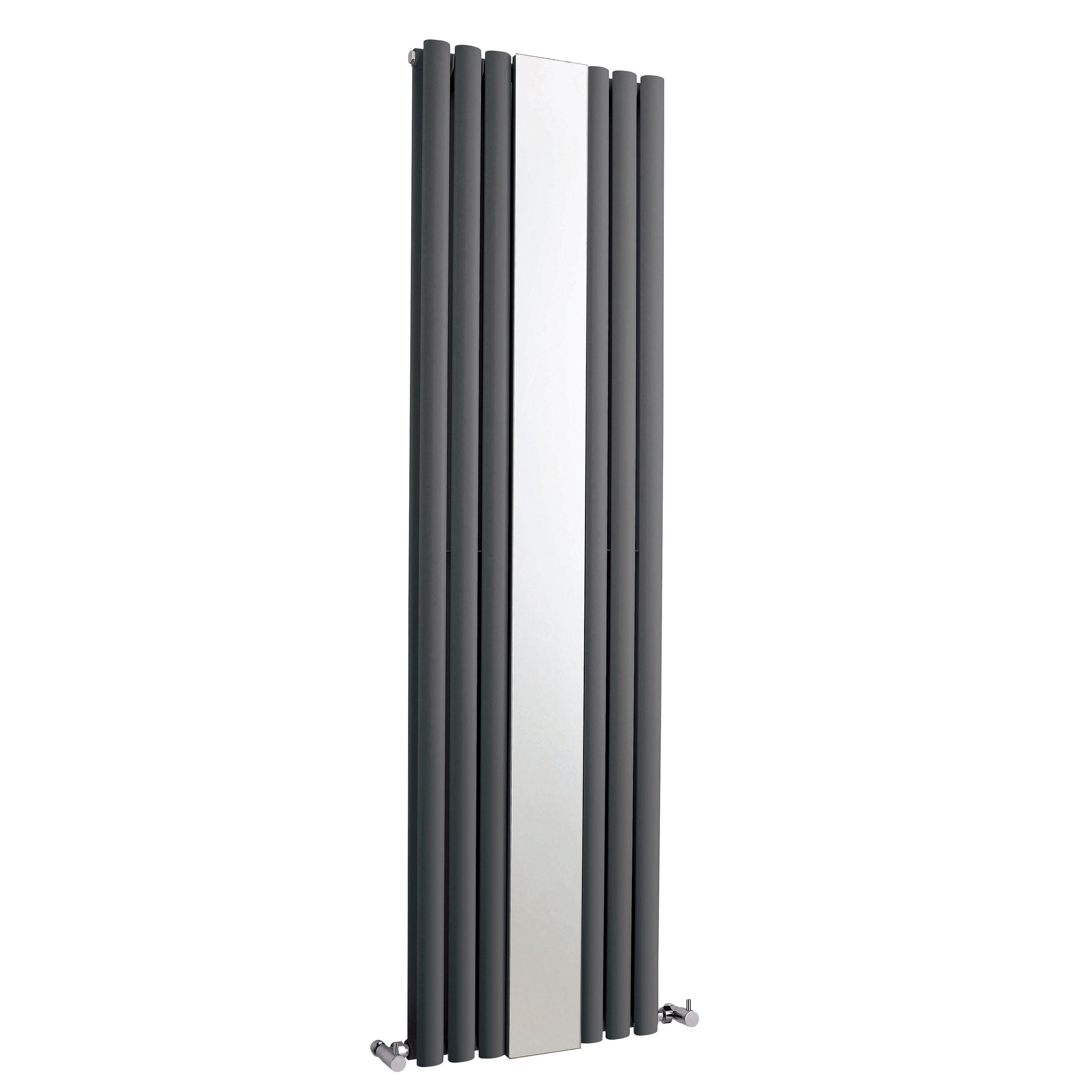 Balterley Embrace Vertical Double Panel Radiator with Mirror | Grey ...