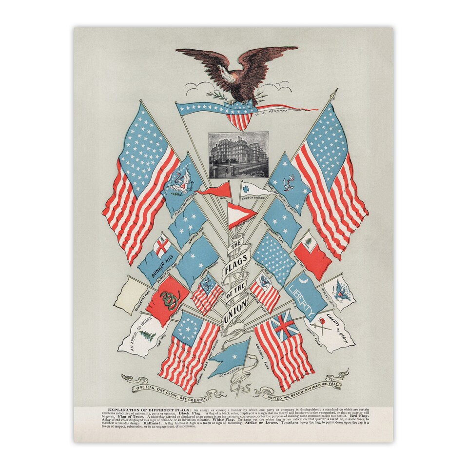 Flags of the American Union Vintage 1901 Wall Art Poster Print 12X16 ...
