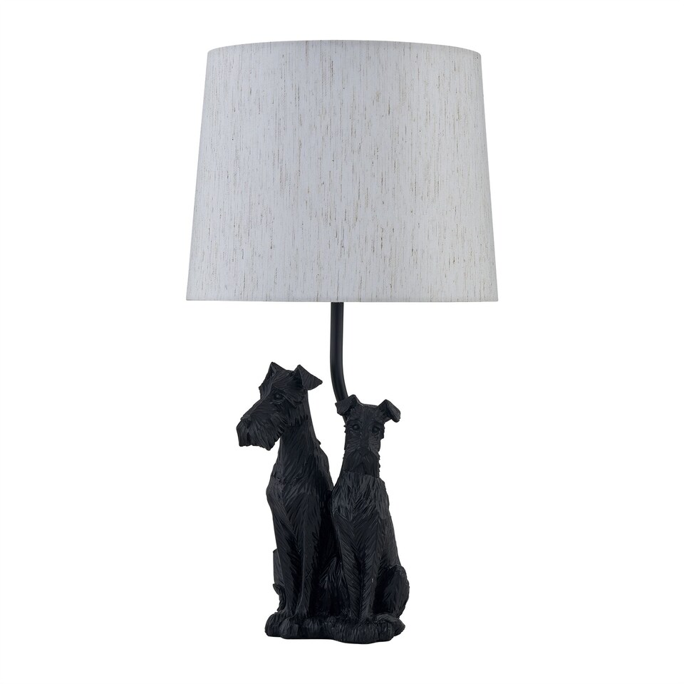 Set of 2 Friends - Two Dog Table Lamps With Oatmeal Linen Shade - Tesco ...