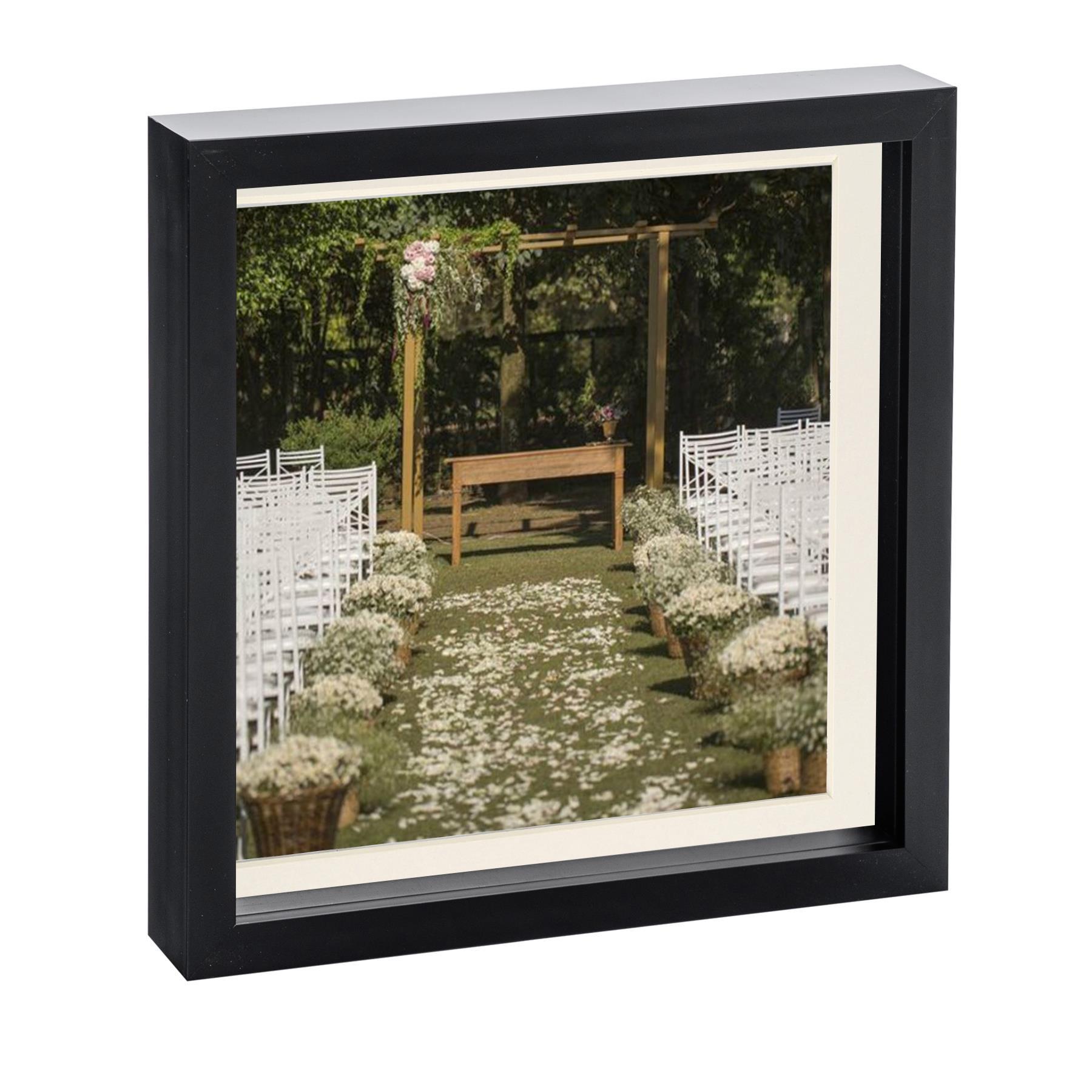 Nicola Spring 10 x 10" Photo Frame - Black/Ivory Mount - 3D Photo Frame ...
