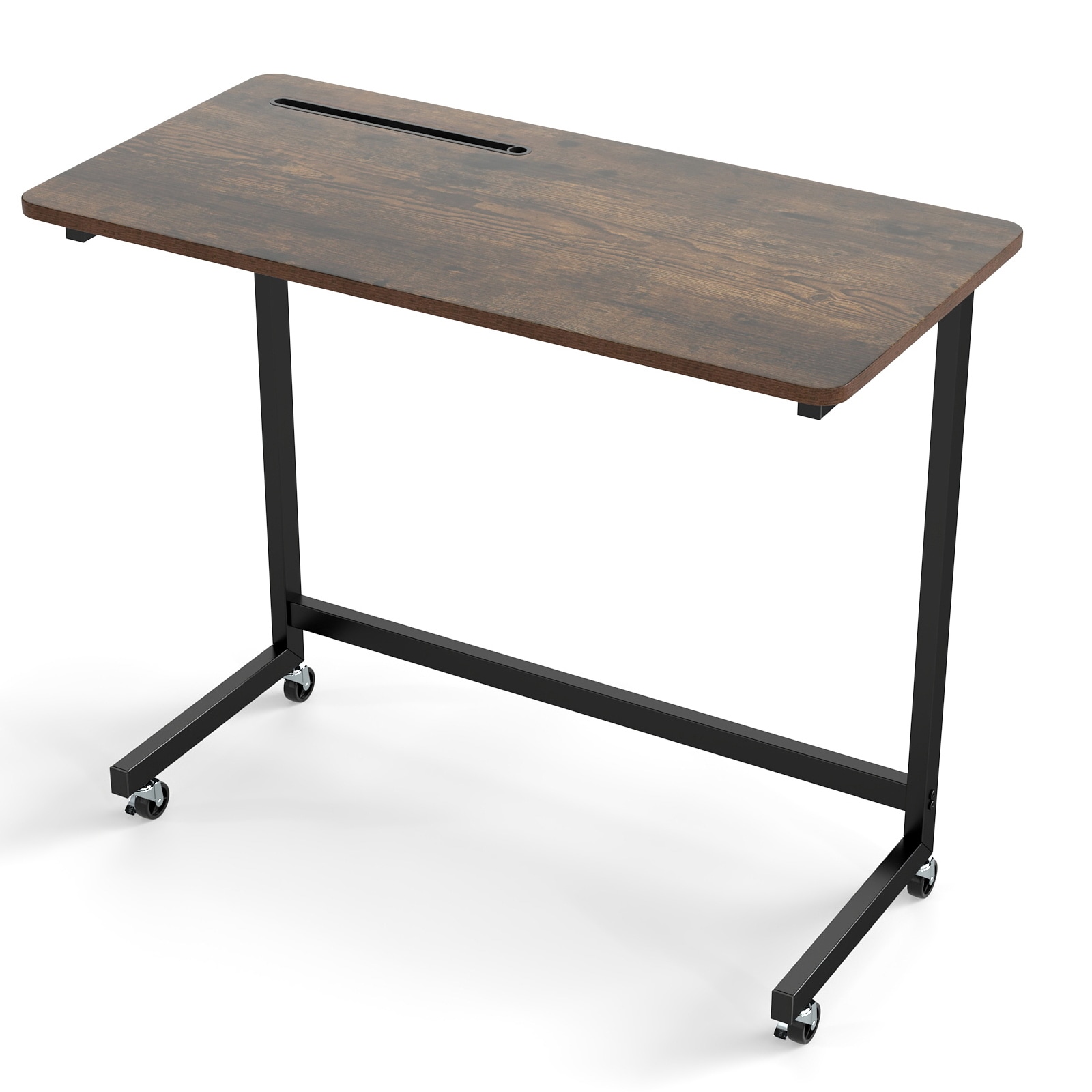 COSTWAY Mobile Side Table Rolling Laptop Desk Cart with Tablet Slot ...