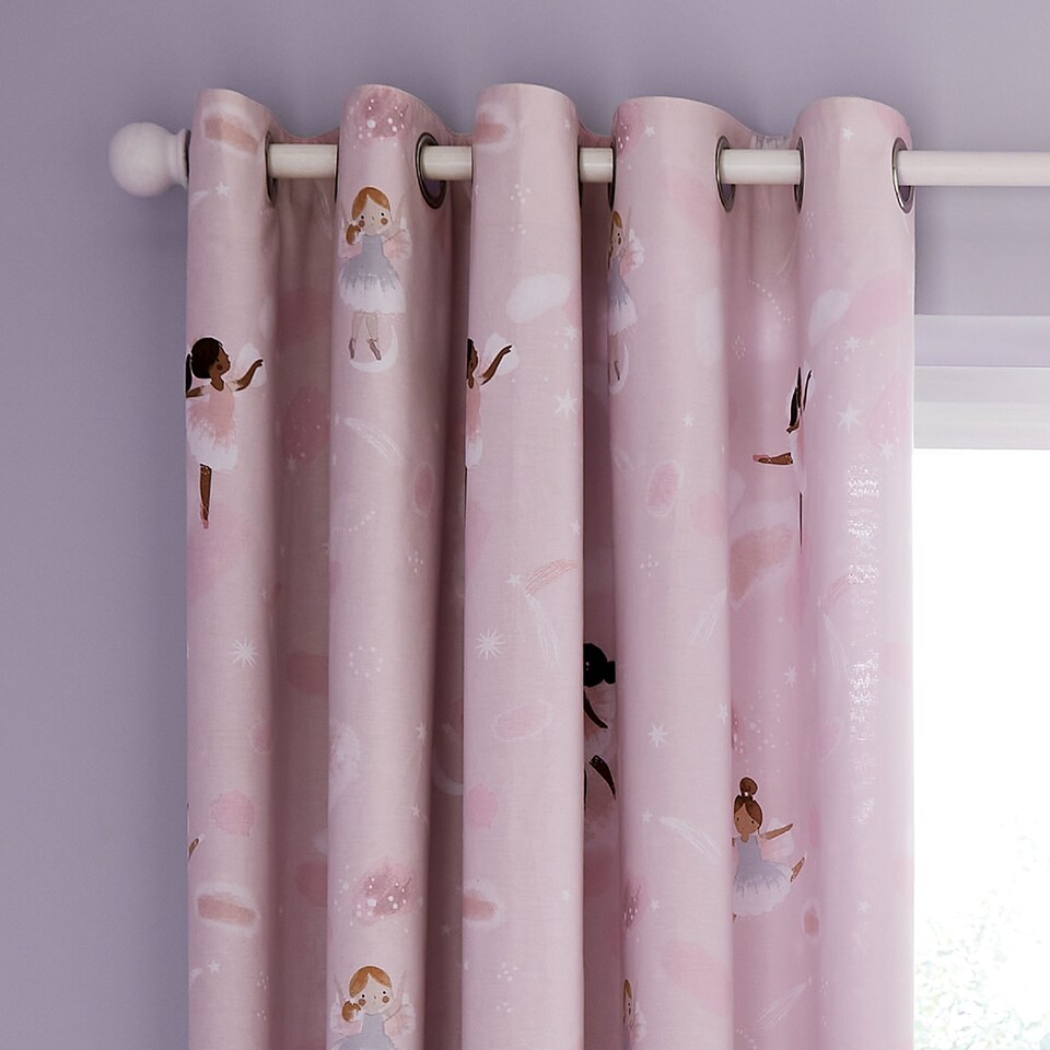 Catherine Lansfield Dancing Fairies Fully Reversible Lined Curtains ...