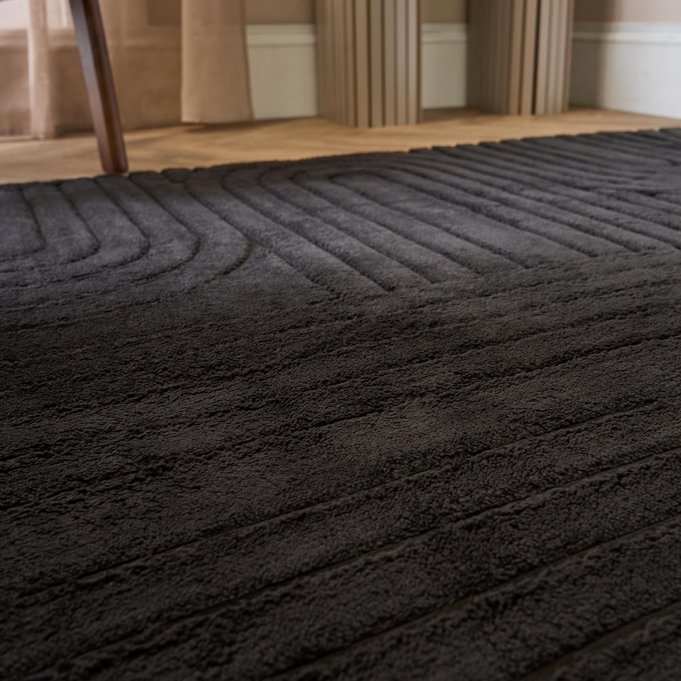 OHS Tufted Arches Rug Soft Floor Carpet Non Slip Area Mat | Black ...