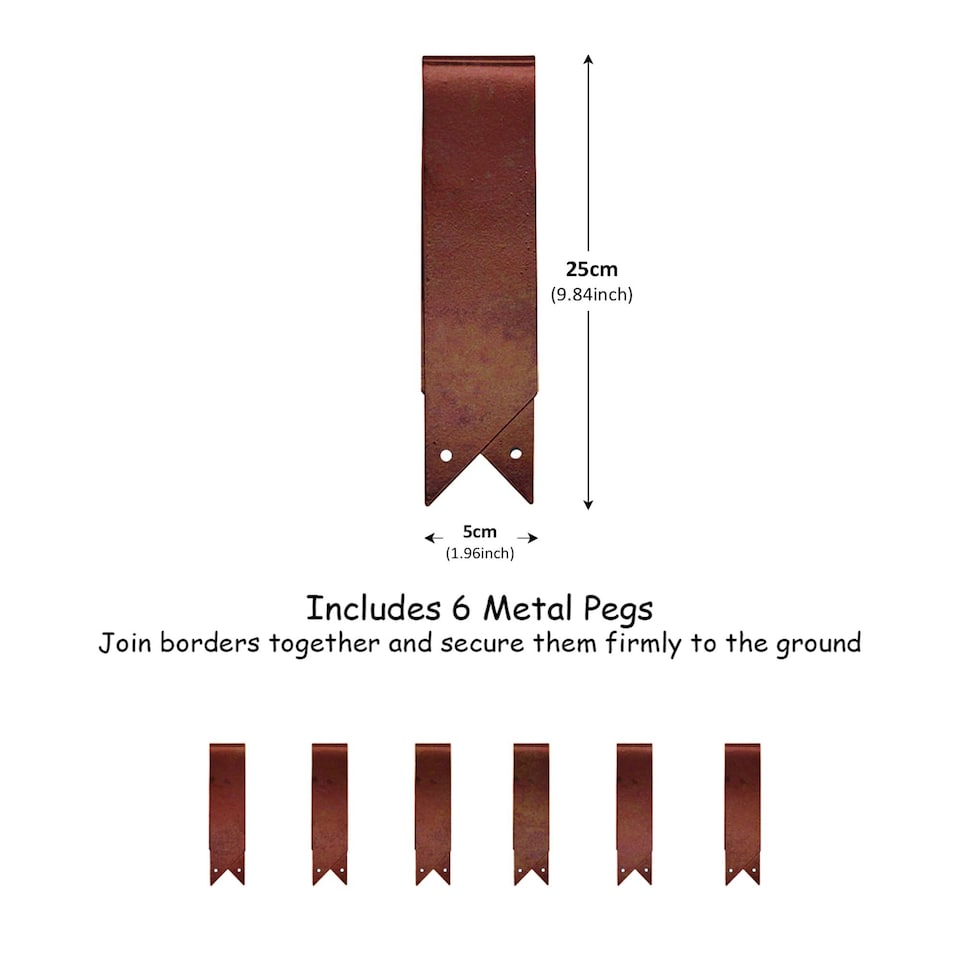 Metal Garden Border Edging 1m Saw Tooth Spikes - Set of 5 | Bronze ...