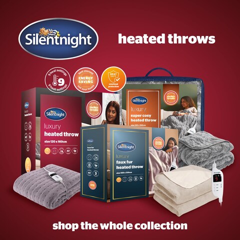 Silentnight Luxury Super Cosy Heated Throw, Charcoal | Grey | Charcoal ...