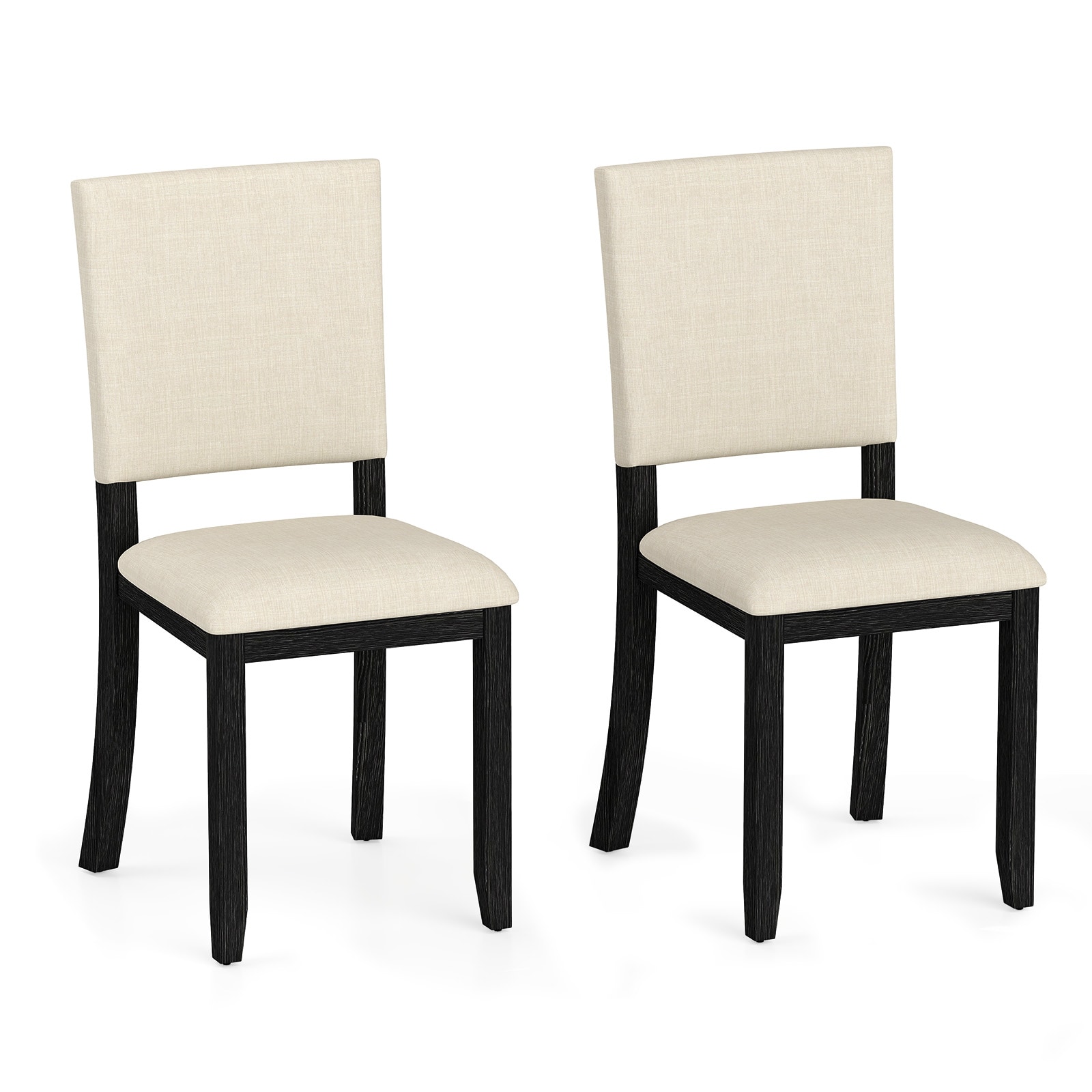 COSTWAY Upholstered Dining Chairs Set of 2 with Soft Padded Seat-Beige ...