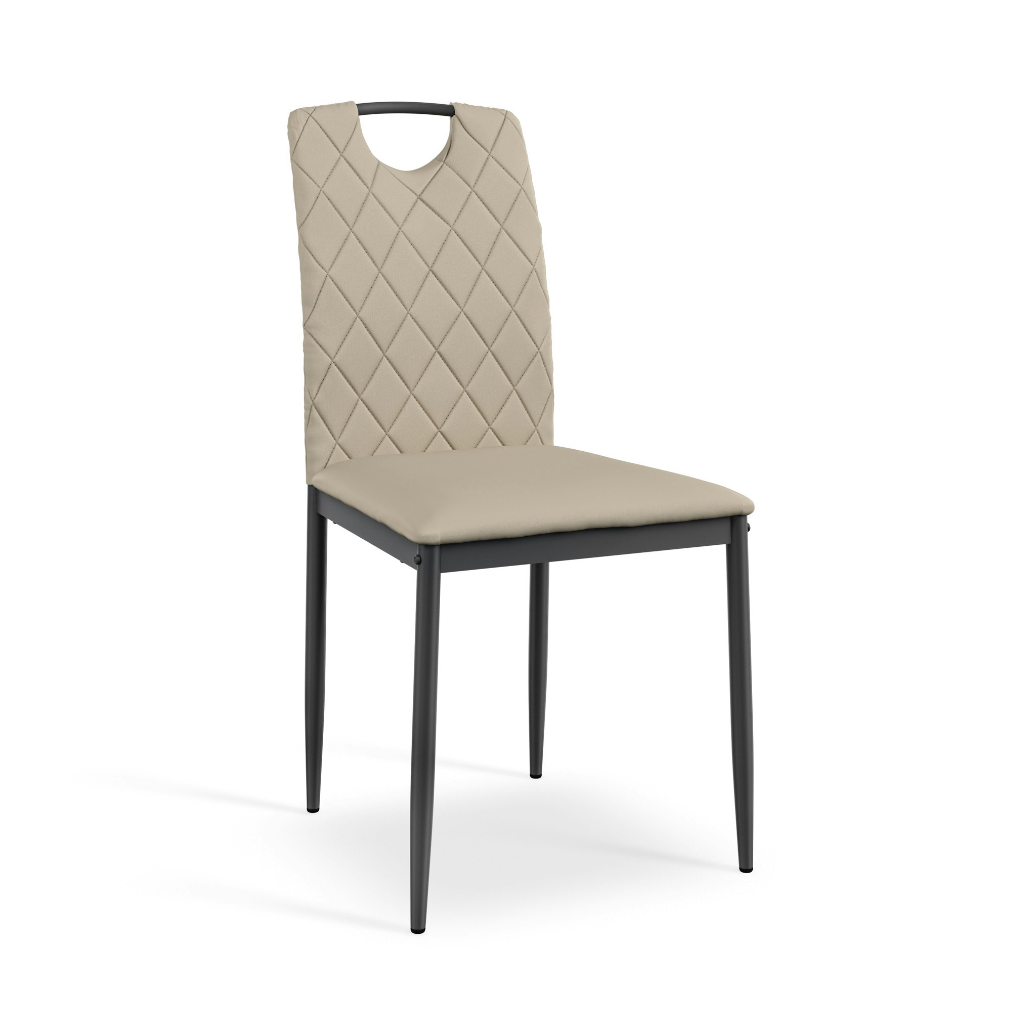 Set Of 2 Monza Faux Leather Dining Chair Modern Padded Seat Metal Legs ...