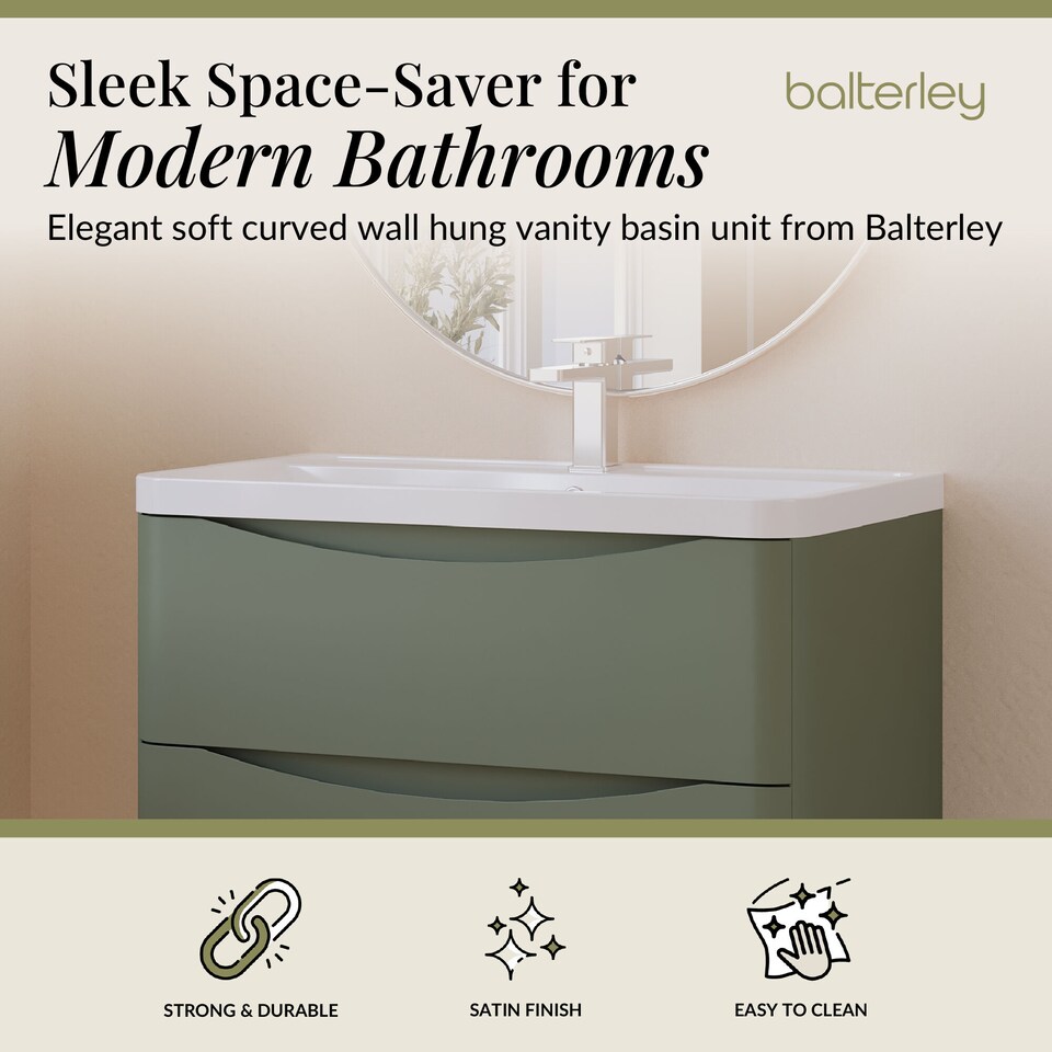 Balterley Arch Wall Hung 2 Drawer Bathroom Vanity Unit & Polymarble ...