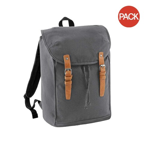 Quadra Vintage Rucksack / Backpack (Pack of 2) - Graphite Grey - One ...