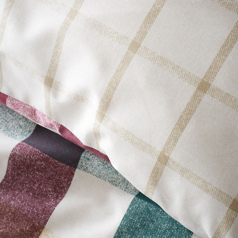 Autumn Check Reversible Duvet Cover Set | Purple | Plum | Single ...