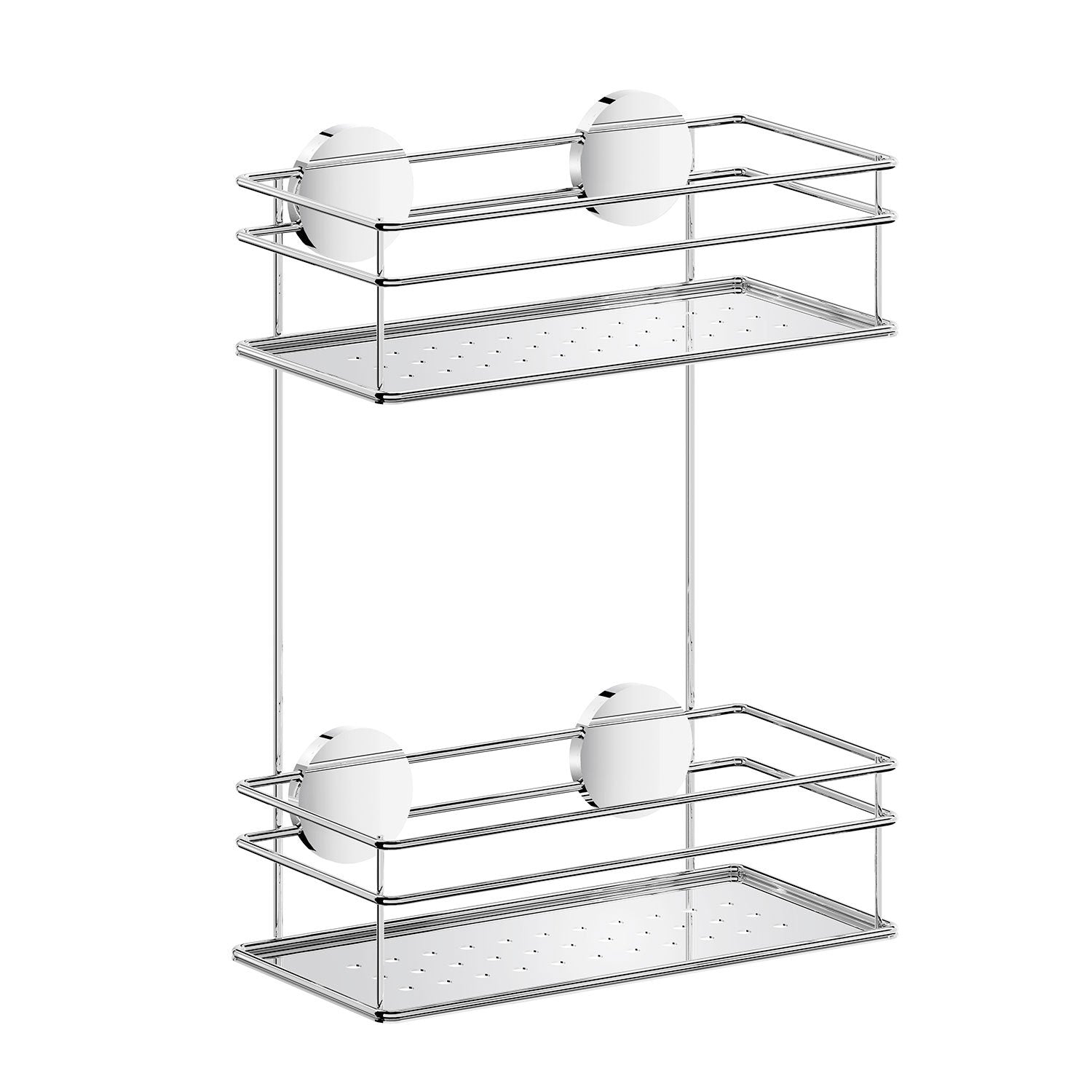 BESLAGSBODEN Polished Chrome Self Adhesive Double Shower Basket - Tesco ...