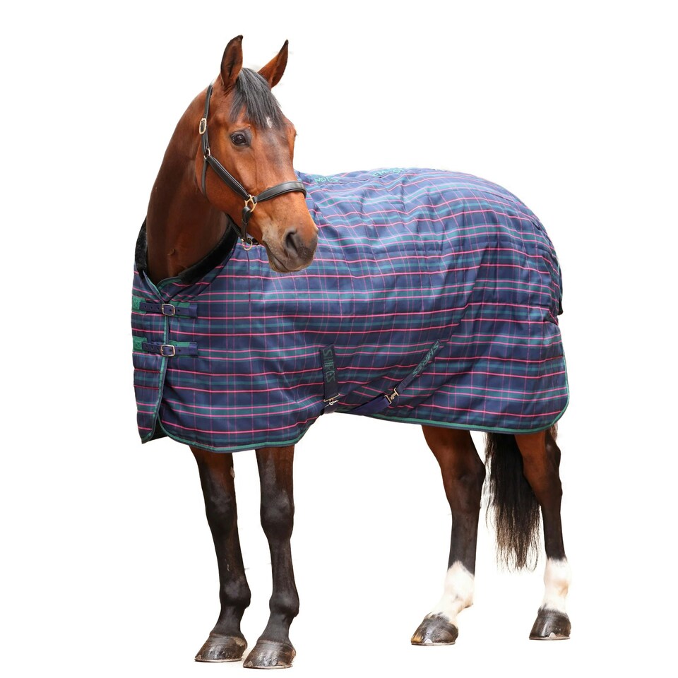 Tempest Plus Standard-Neck Checked 100g Horse Stable Rug - Navy/Tartan ...