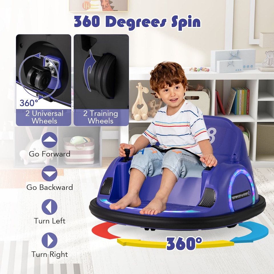 COSTWAY 6V Kids Ride on Bumper Car Battery Powered Purple - Tesco Groceries