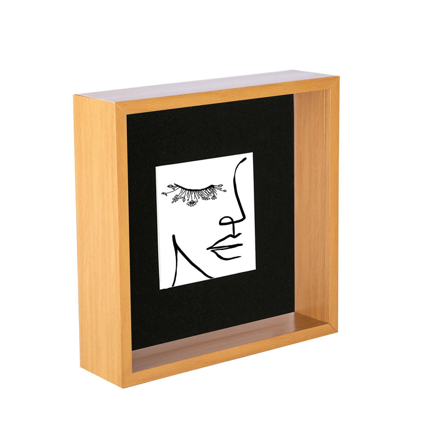 Nicola Spring 8 x 8" Deep Photo Frame - Light Wood/Black Mount - 3D ...