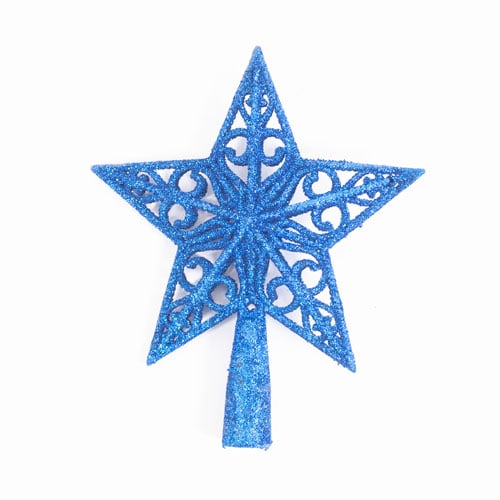 Blue 5 Tip Glittered Christmas Tree Top Star Decoration 14cm - Tesco ...