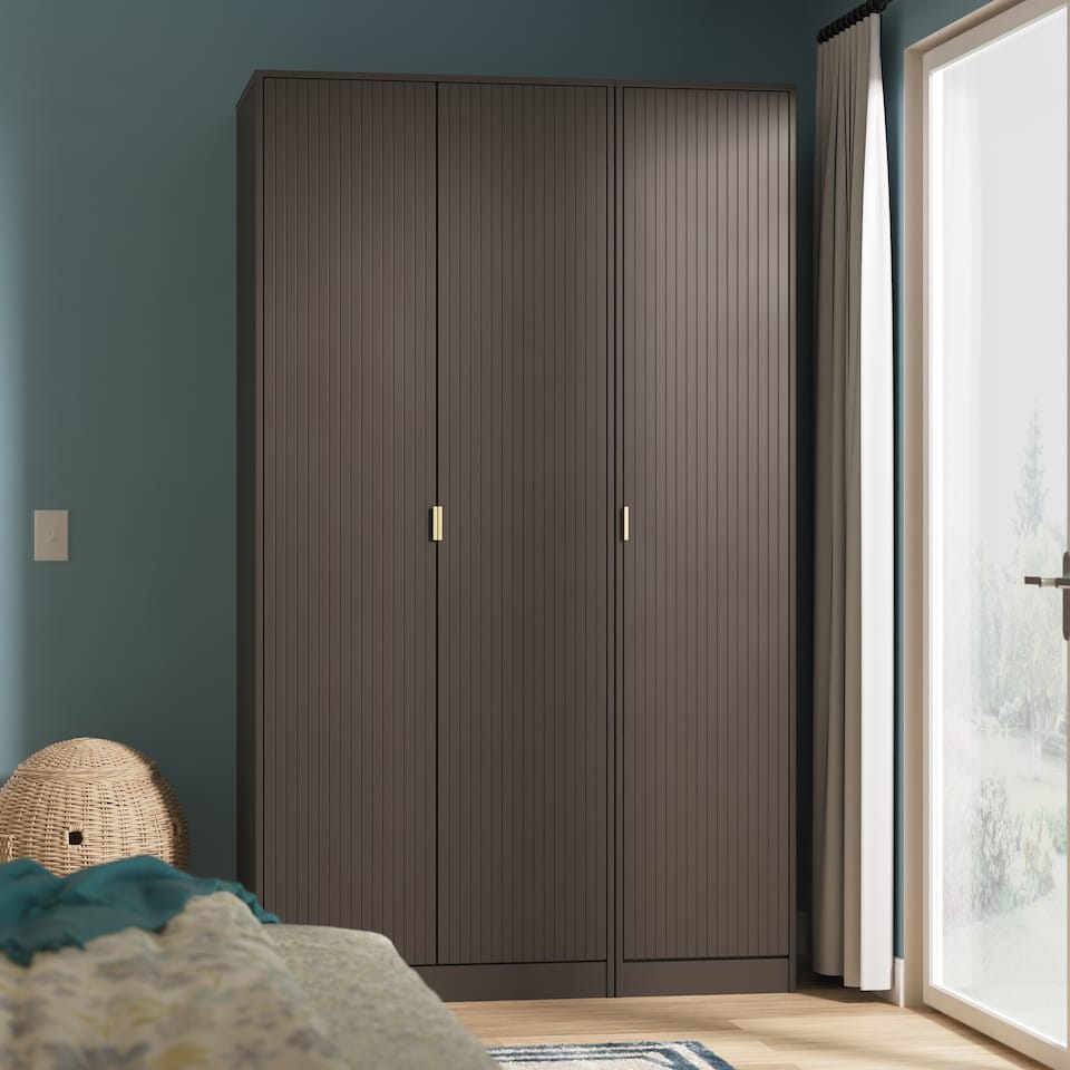Washington Tall Triple Wardrobe in Graphite (Ready Assembled) | Grey ...
