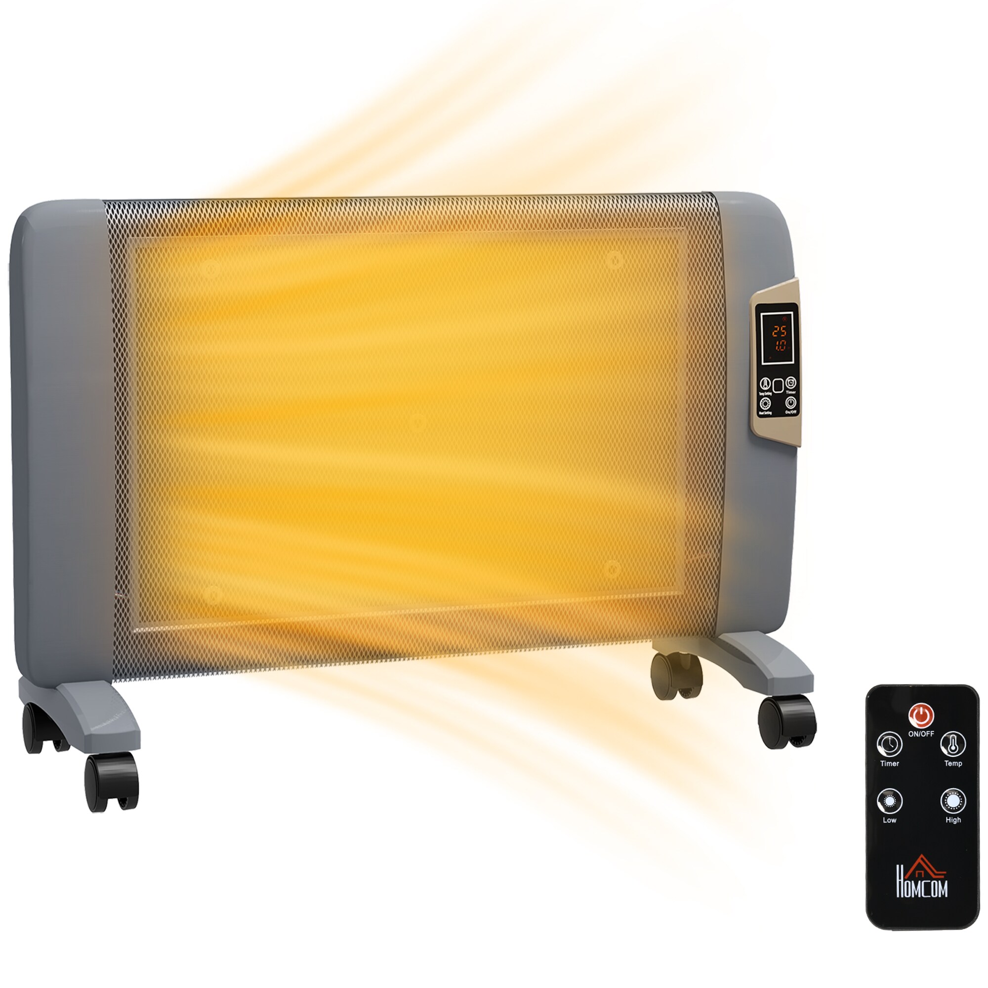 HOMCOM Mica Electric Space Heater, Portable Heater for Home with 2 Heat ...