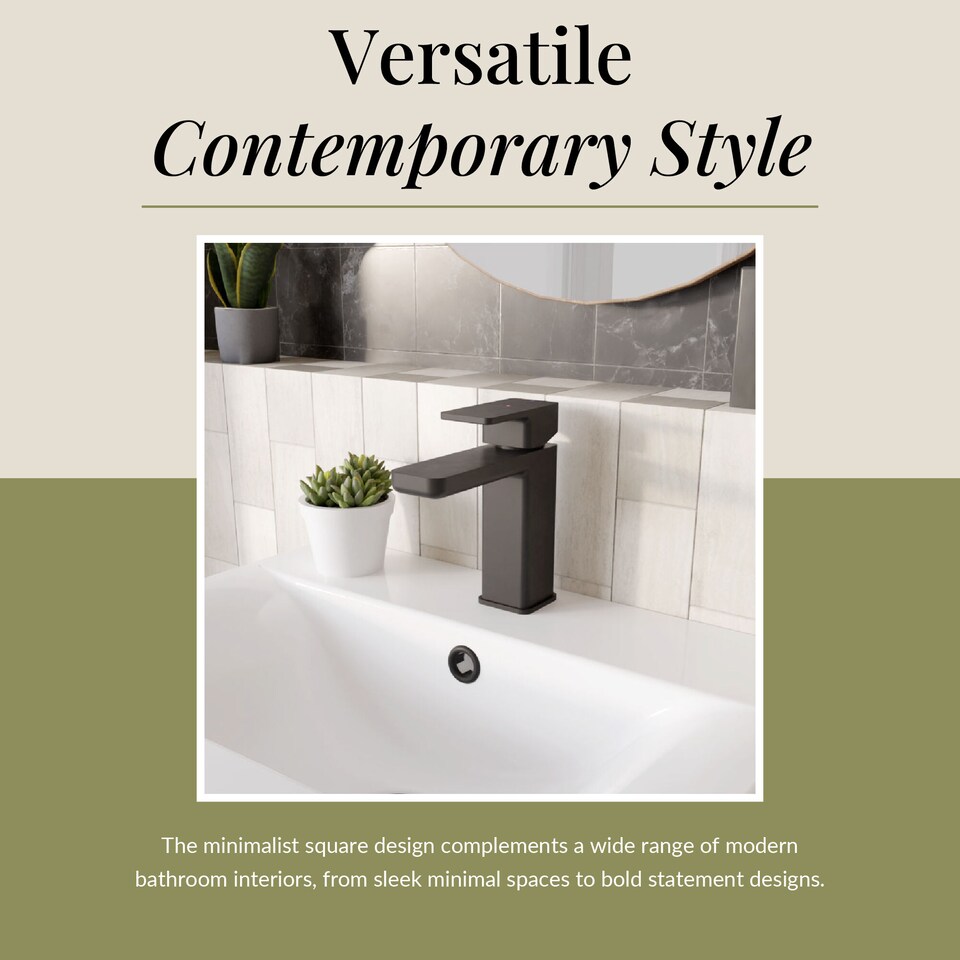 Balterley Square Mono Basin Mixer Tap & Push Button Waste | Black ...