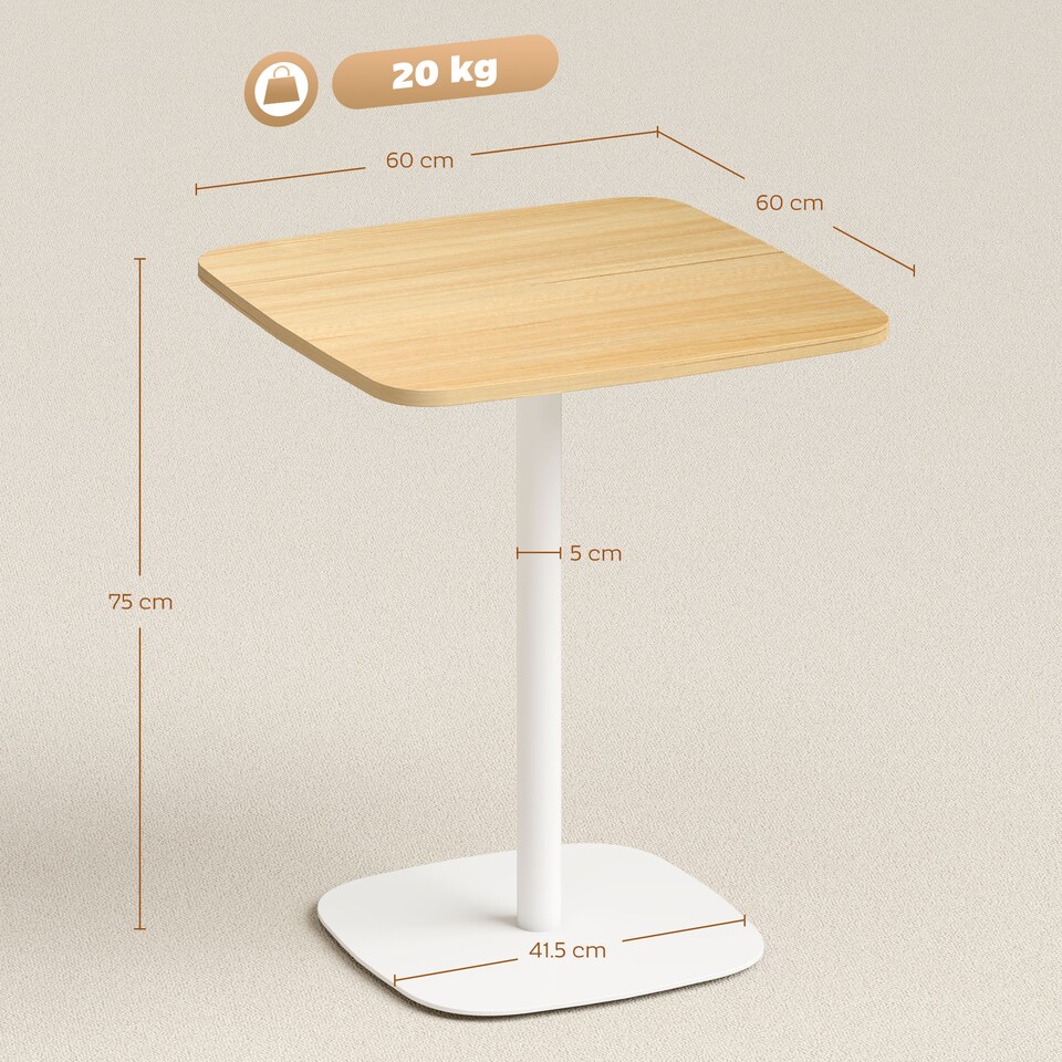 HOMCOM Small Dining Table, 60 cm Square Kitchen Table with Wood Veneer ...