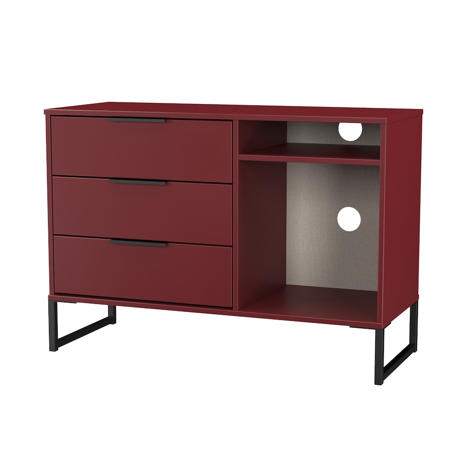 Beijing 3 Drawer TV Unit in Red Matt (Ready Assembled) | Red | Red Matt ...