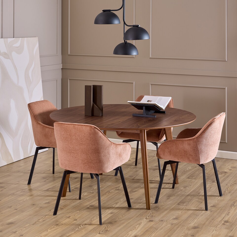 Roxby Round Dining Table in Walnut 140x76cm - Tesco Groceries