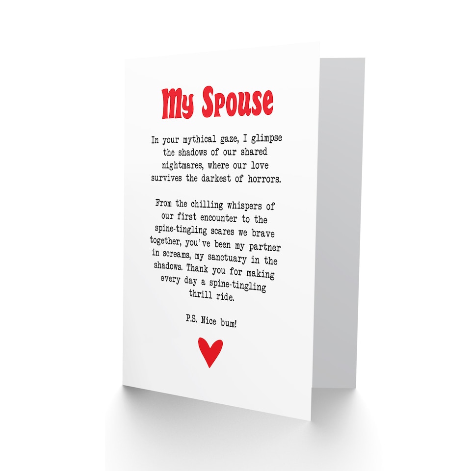 Greeting Card Love Poem Horror Fan Spouse Romantic Poetry Anniversary ...