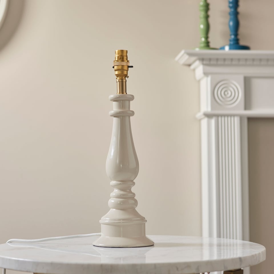Stylish Almond White Table Lamp Base Set with Brass Accents - 2 Pack ...