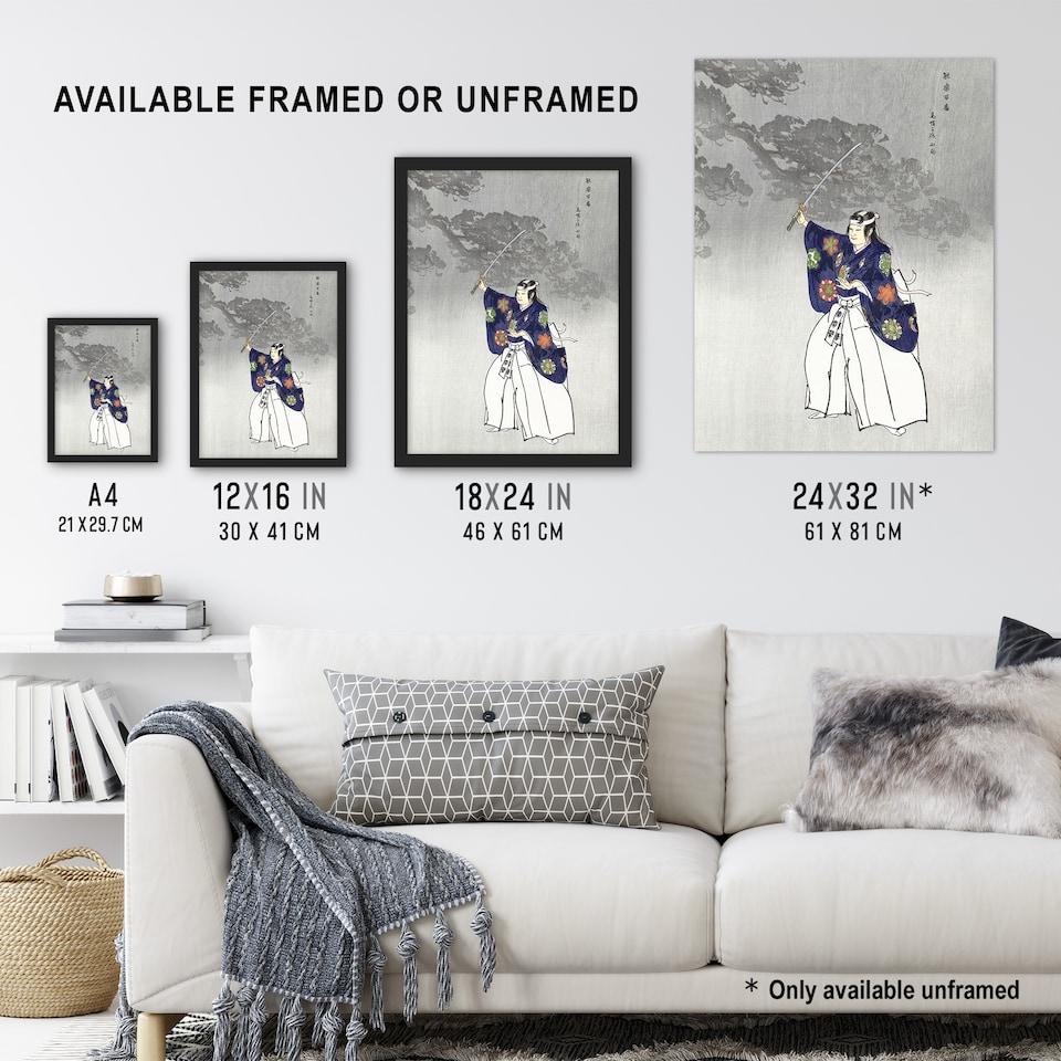 Noh Theater Play Eboshi Ori Actor Vintage Wall Art Print Tsukioka 18x24 ...