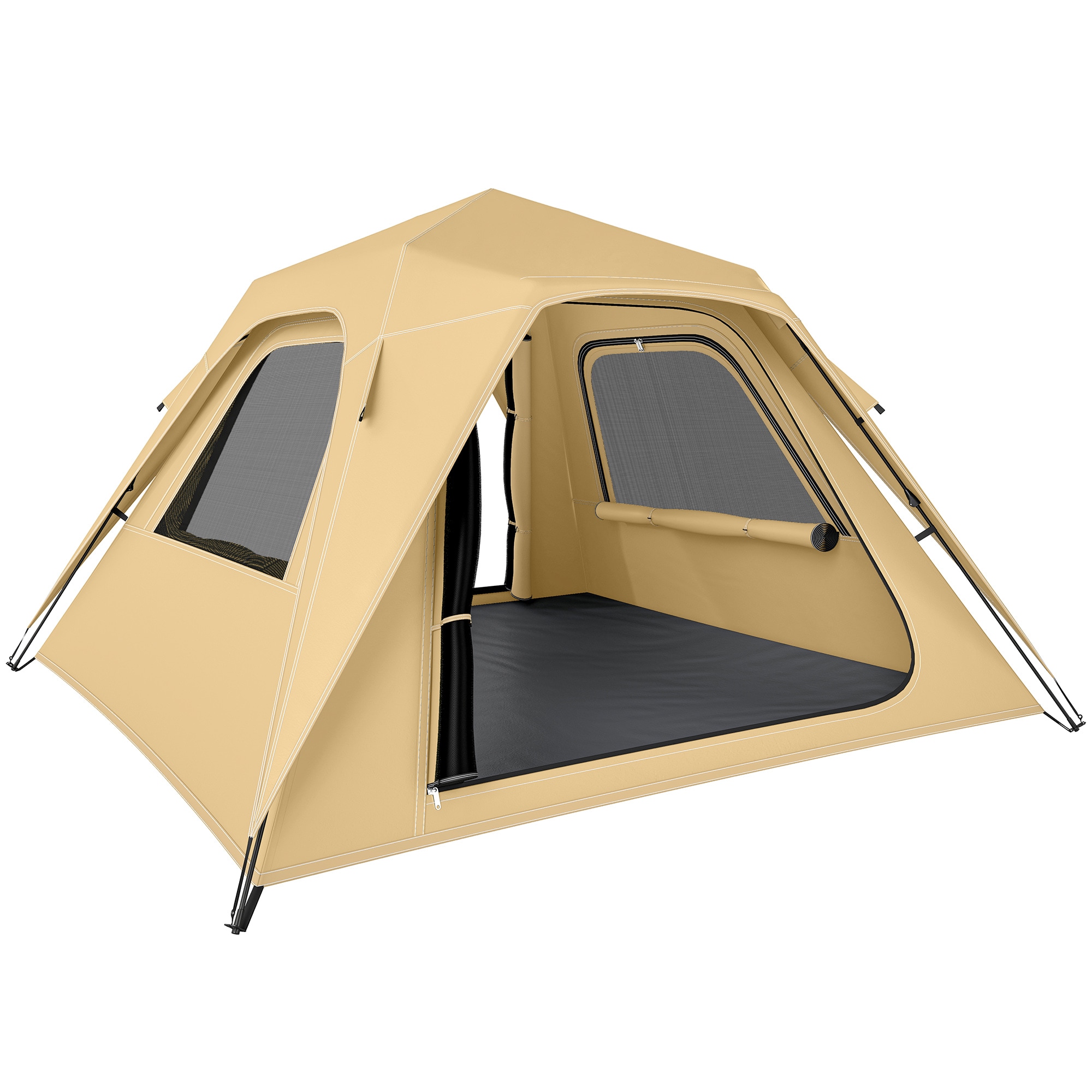 Outsunny Pop Up Tent Waterproof Camping Tents 2-3 People Khaki | Brown ...