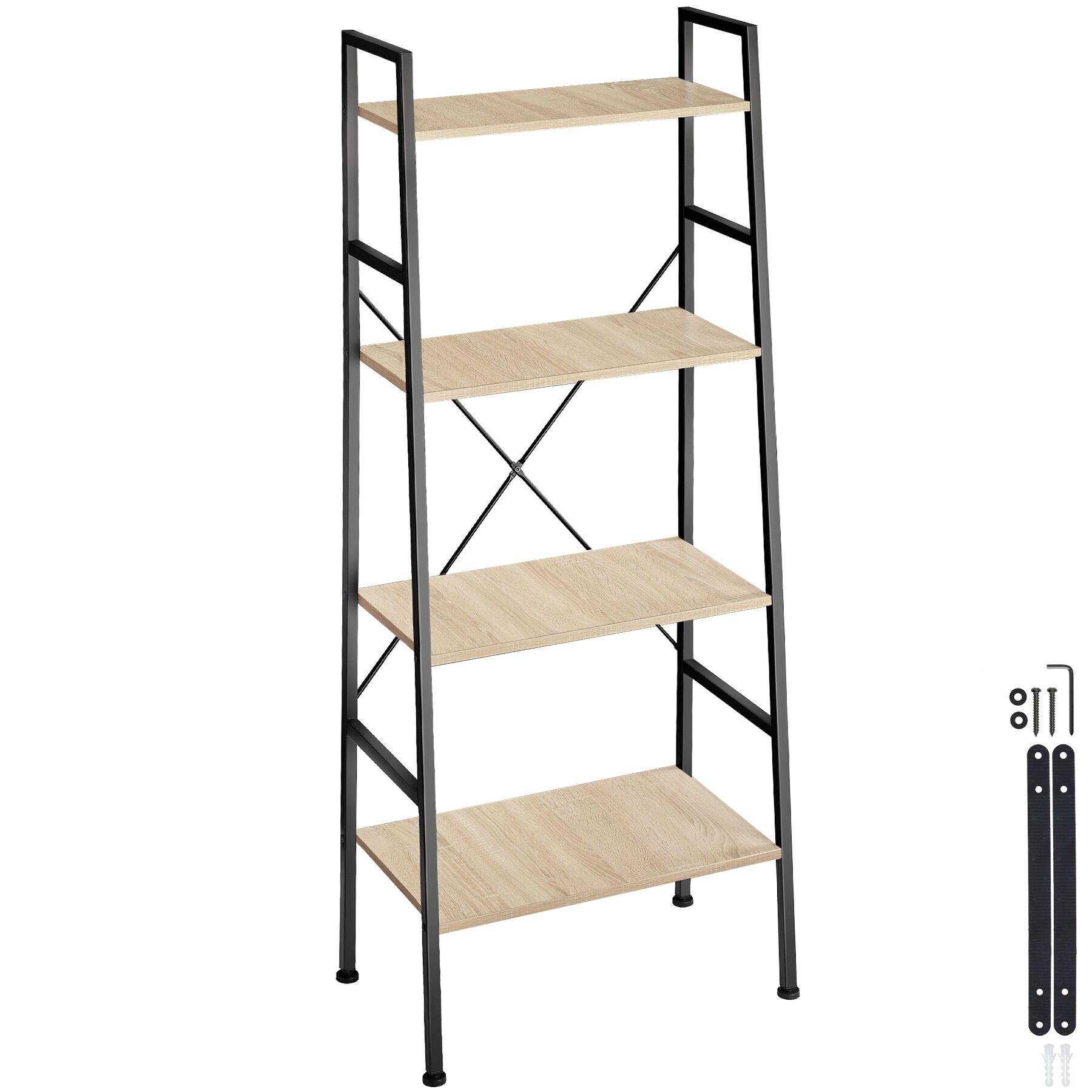 Ladder Shelf Liverpool - industrial style, with 4 shelves | Brown ...
