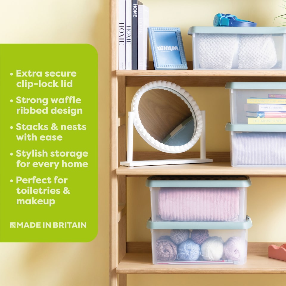 Wham Clip 5x 10.5L Rectangular Plastic Storage Boxes with Clip Lock ...