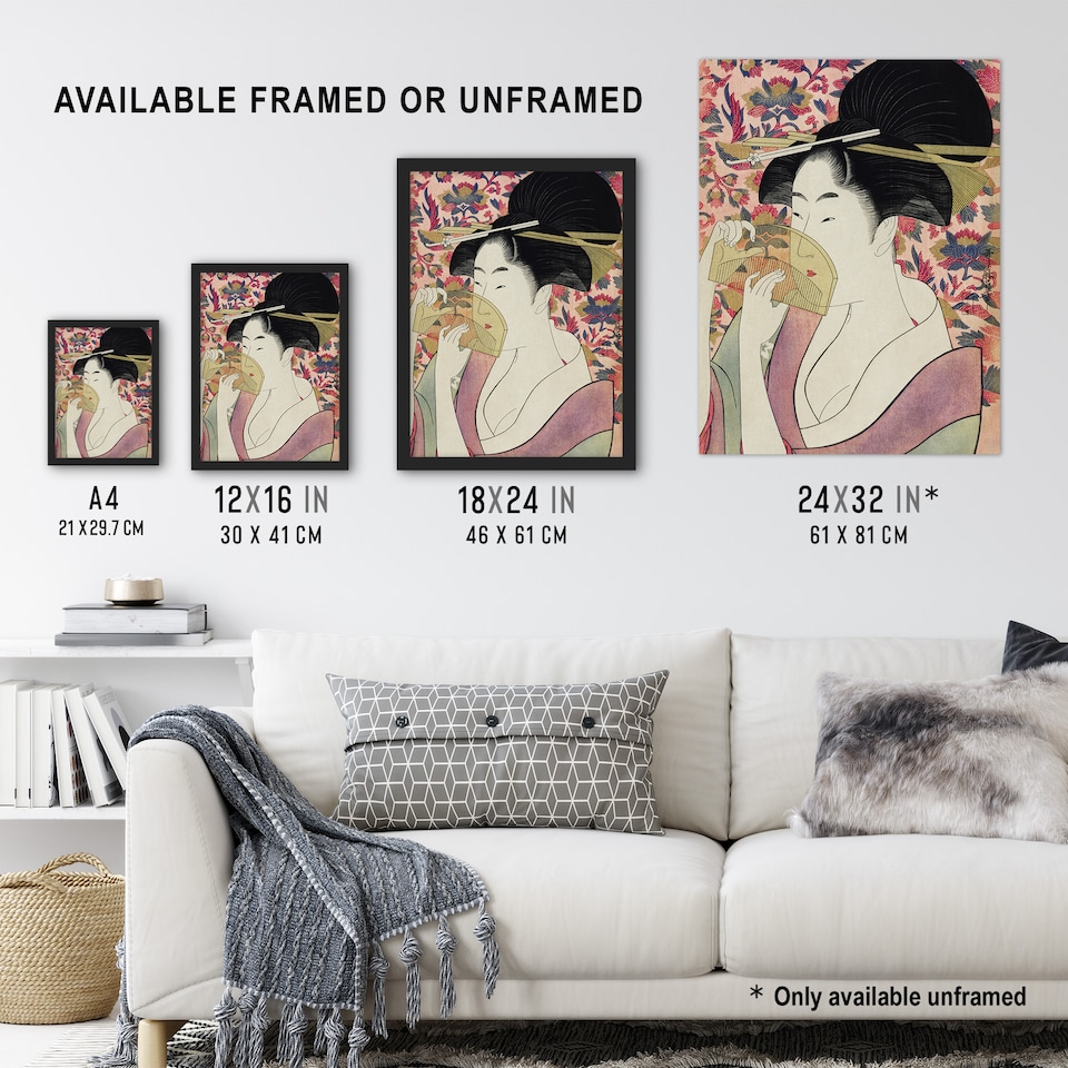 Woman With A Comb Portrait Japan Wall Art Print Utamaro Kitagawa 24x32 ...