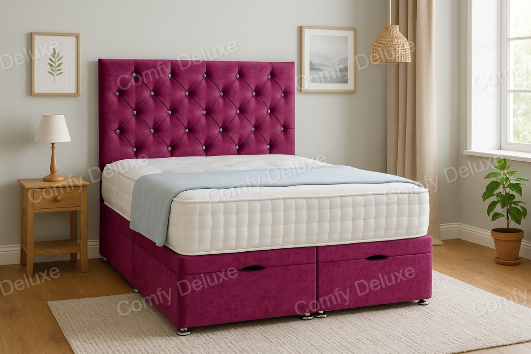Ottoman Foot Lift Pink Naples 4ft Small Double Divan Bed With Mattress ...