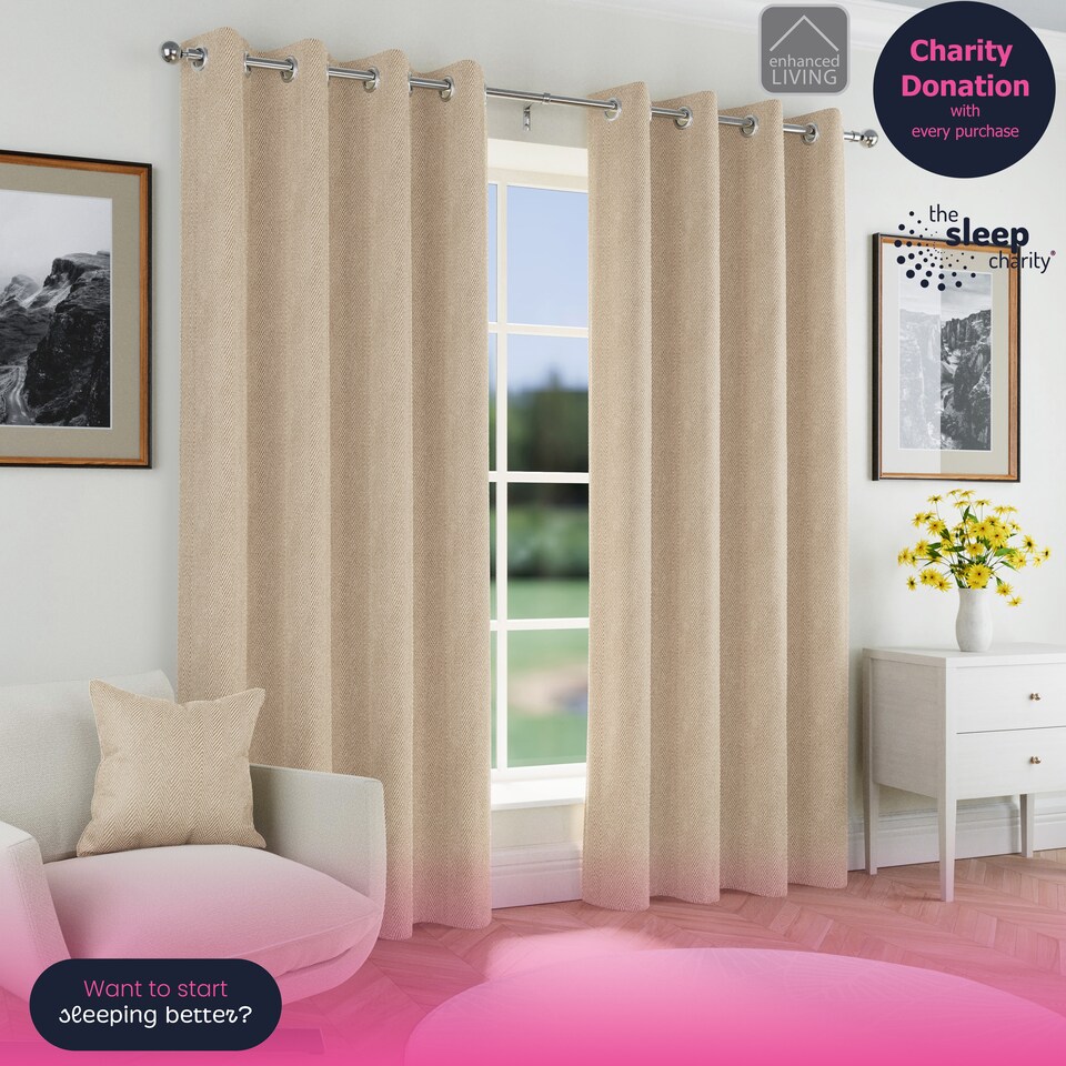 Enhanced Living Chester Natural 66 x 72 inch (168x183cm) Eyelet Thermal ...
