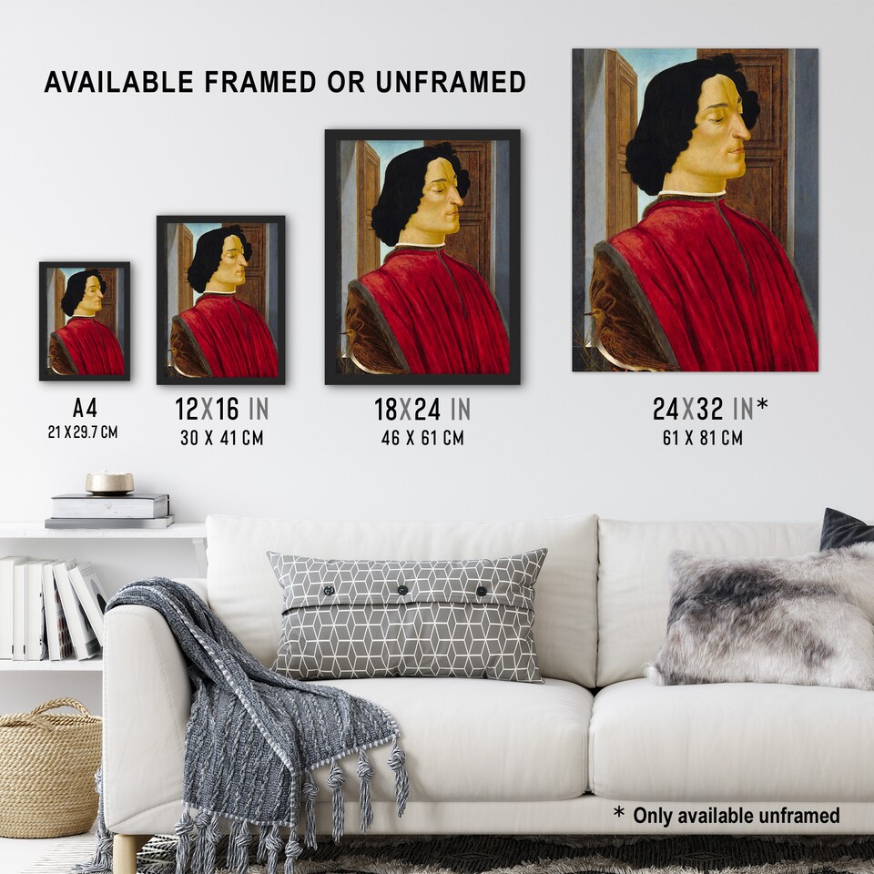 Giuliano de Medici Portrait Botticelli Vintage Wall Art Poster Print ...