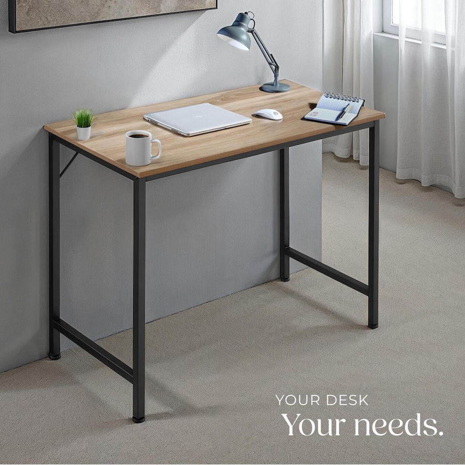 Desk Jenkins - computer, writing, study table | Brown | industrial wood ...