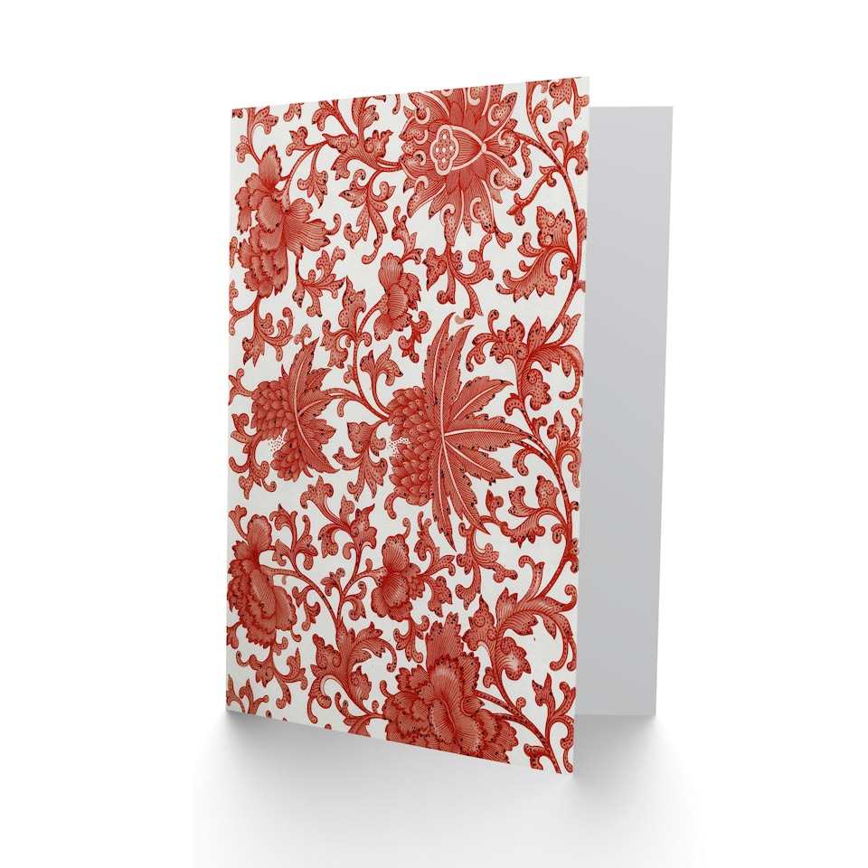 Owen Jones Ornamental Flower Pattern in Red Art Greeting Card - Tesco ...