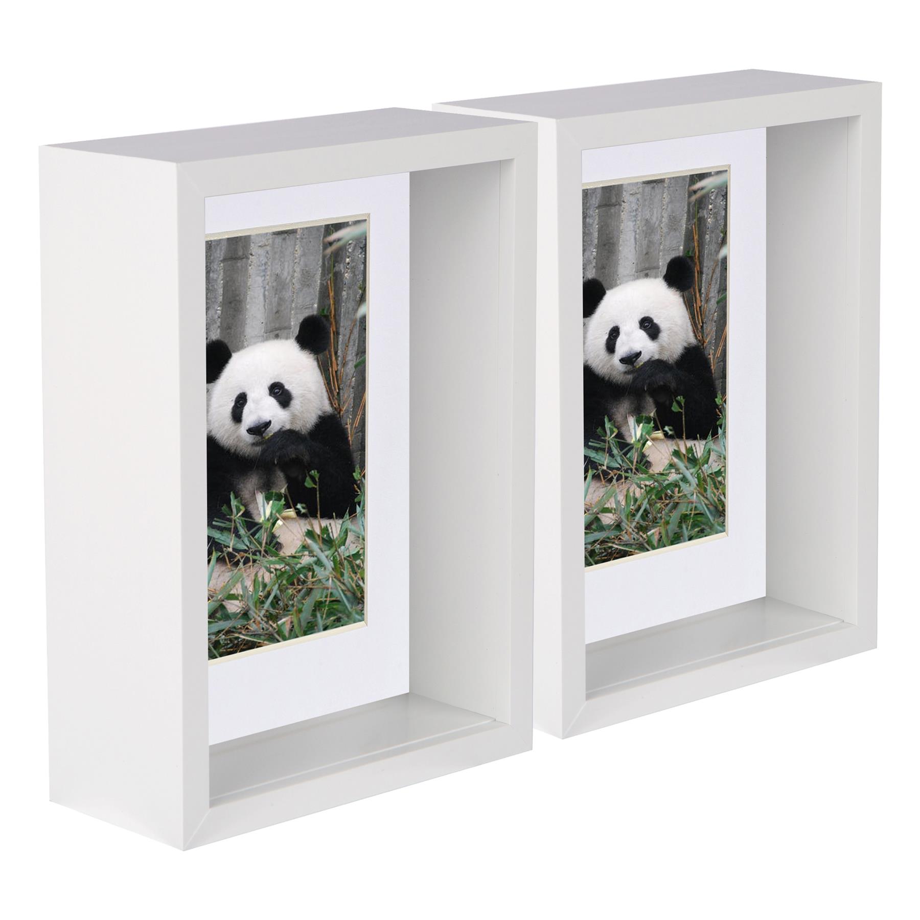 Nicola Spring 5 x 7" Deep Photo Frames - White/White Mount - 3D Deep ...