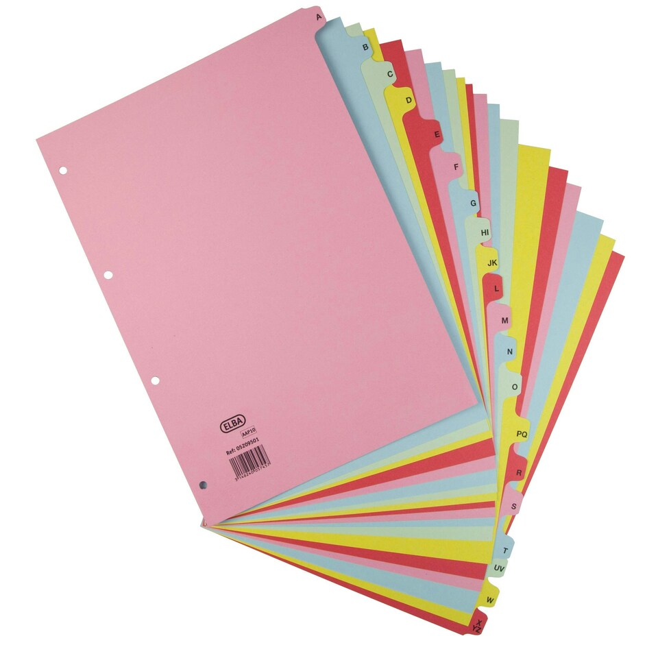 Elba Card Dividers Europunched 160gsm A-Z 20 Part A4 Assorted Ref ...