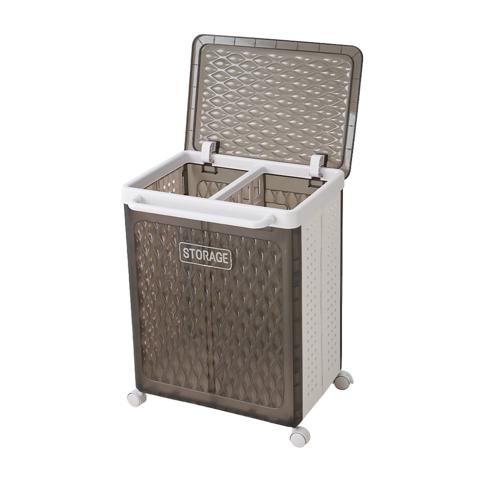 Living and Home Foldable Laundry Basket with Casters,Multifunctional ...
