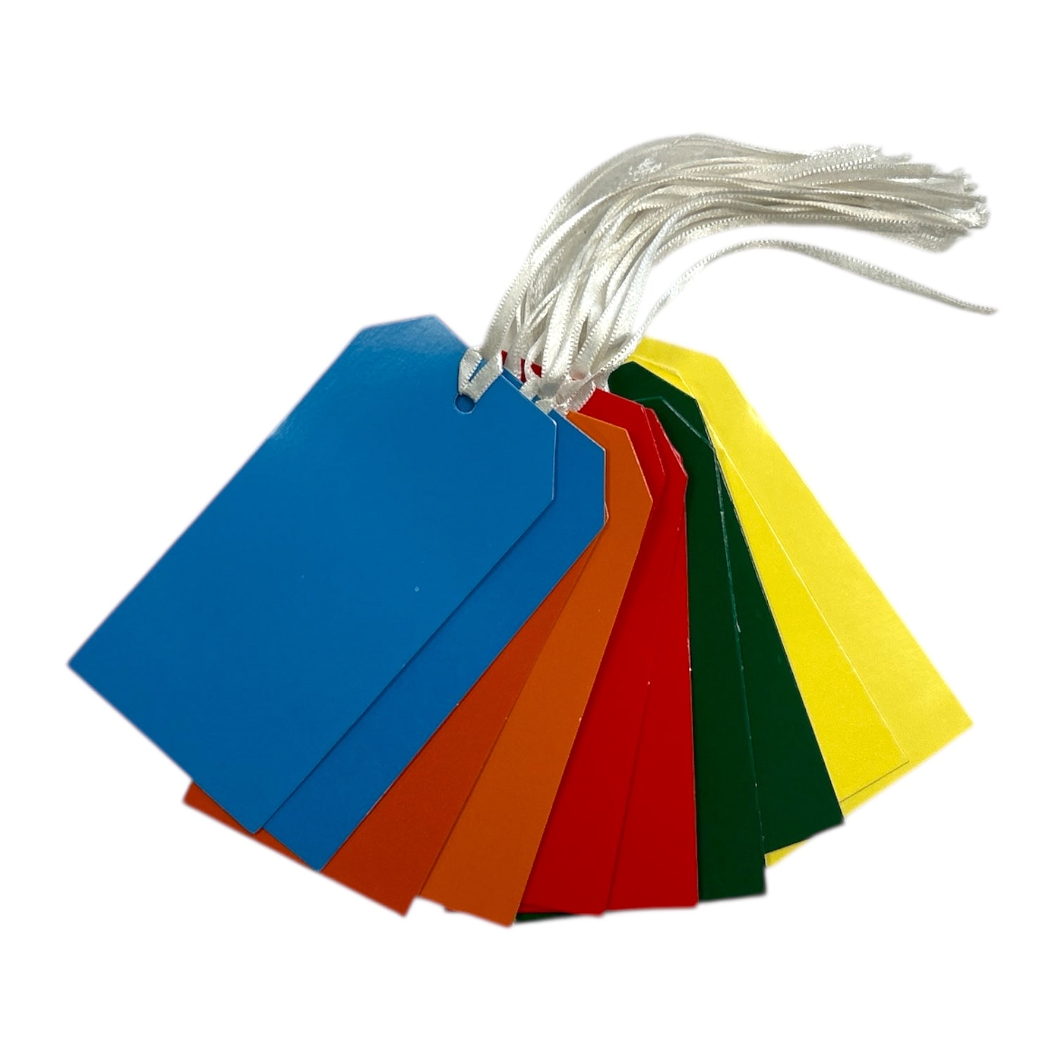 Pack of 10 Assorted Bright Colour 120 x 60mm Strung Tags - Tesco Groceries